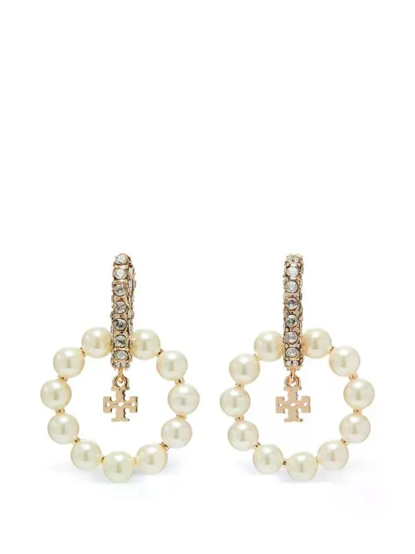 Tory Burch Moondance Pearl Hoop Earrings - Gold