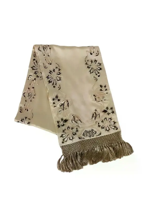 BODE Floral Fringe Scarf - Neutrals