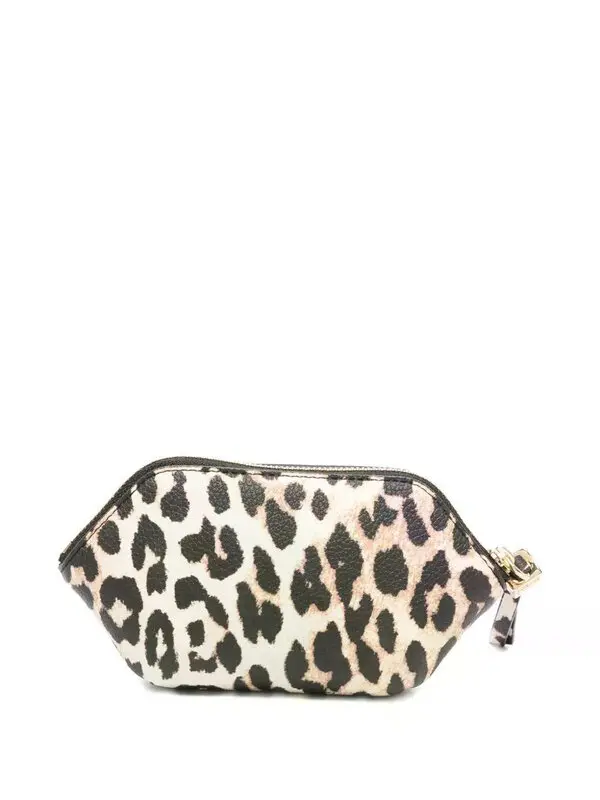 GANNI Leopard-print Logo-plaque Wallet