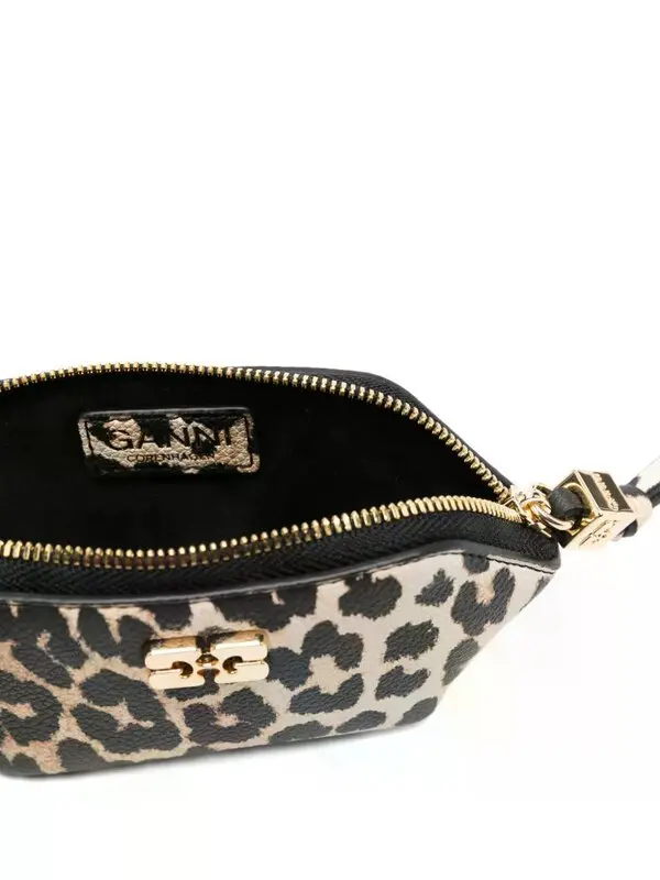GANNI Leopard-print Logo-plaque Wallet