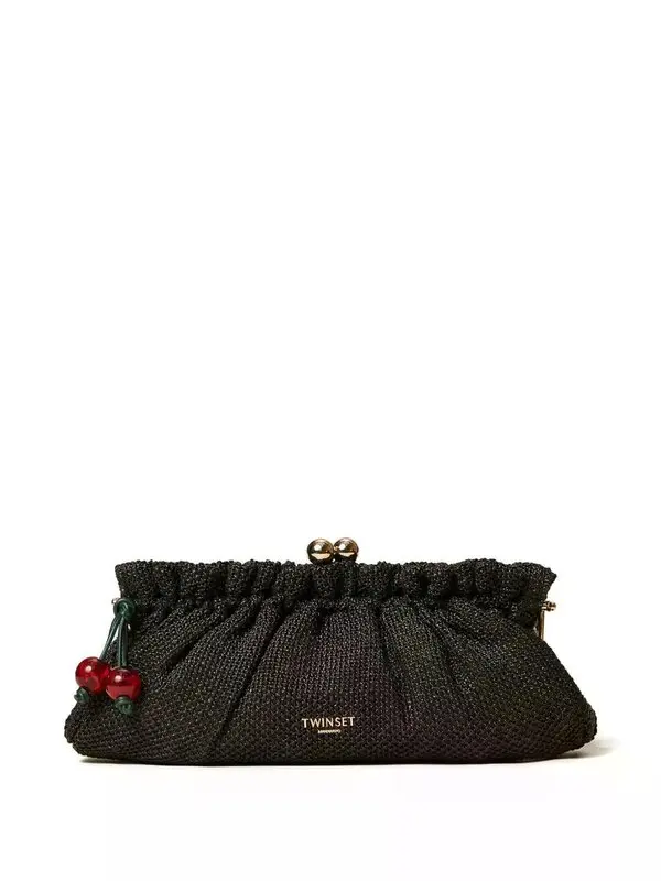 TWINSET Raffia Clutch Bag With Charm Detail