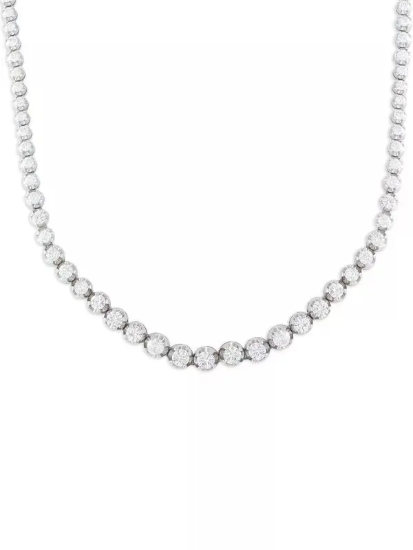 LB EXCLUSIVE 14k White Gold Diamond Graduated Tennis Necklace - Silver