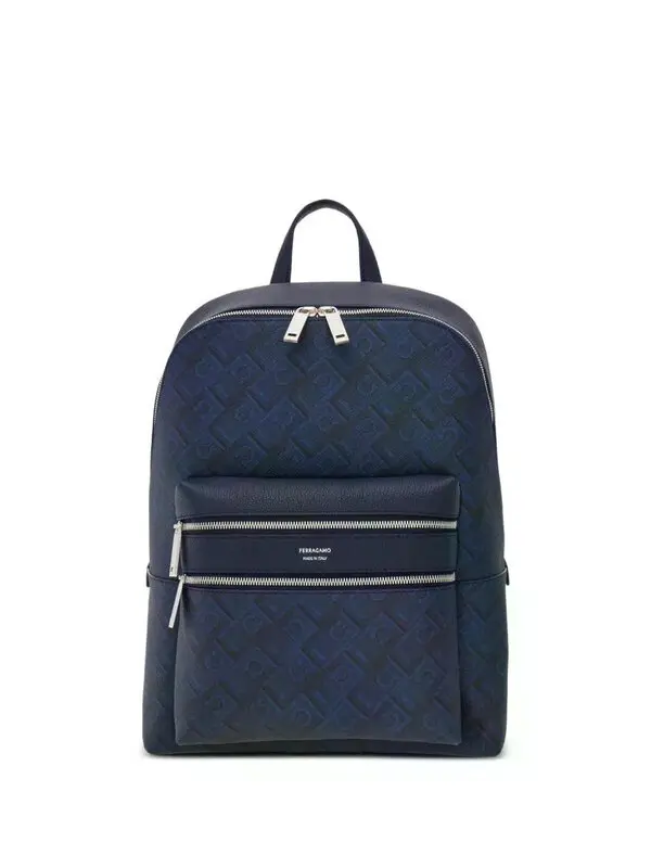 FERRAGAMO Embossed Gancini Backpack - Blue