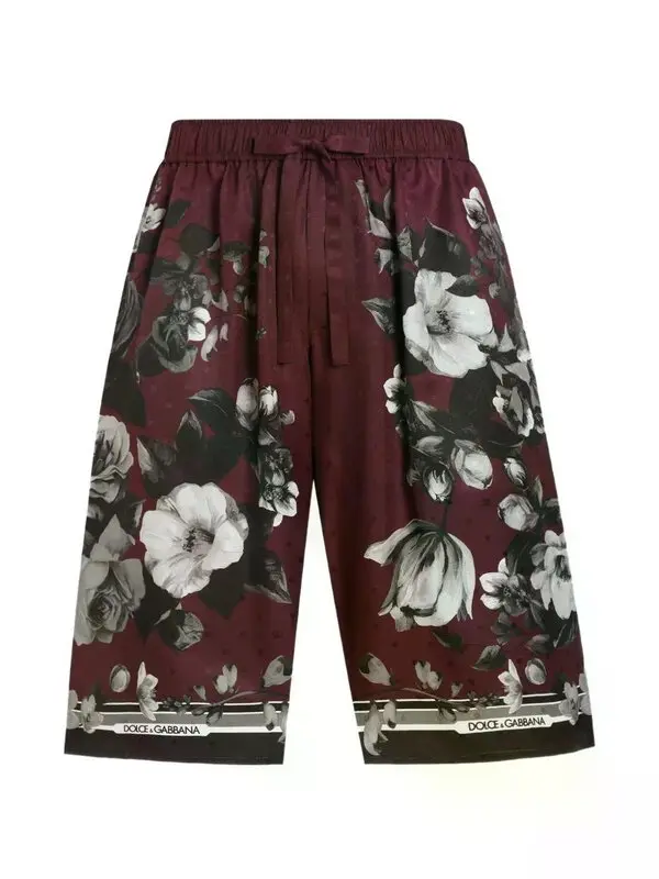 Dolce & Gabbana Peony Ramage-print Vanity Twill Trousers - Red