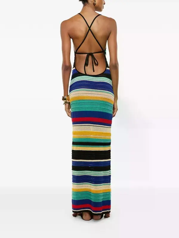 LANEUS Striped-pattern Knitted Dress