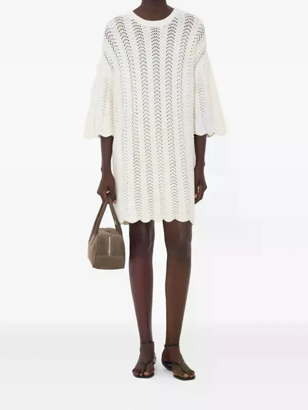 Loulou De Saison Crochet Knit Midi Dress - Neutrals