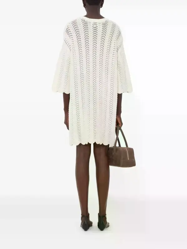 Loulou De Saison Crochet Knit Midi Dress - Neutrals