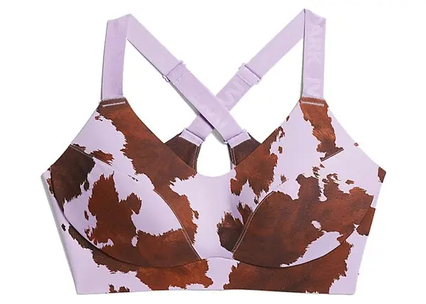 Adidas Ivy Park Mediumsupport Cowprint Cutout Bra - Aop Cow Hide/purple Glow