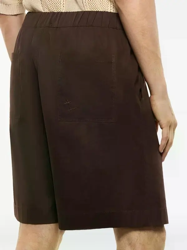 LANEUS Elasticated-waist Patch-pocket Bermuda Shorts - Brown