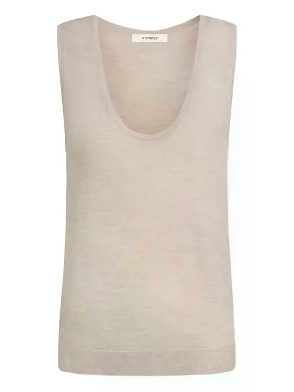 12 STOREEZ Sleeveless Scoop Neck Merino Wool Top