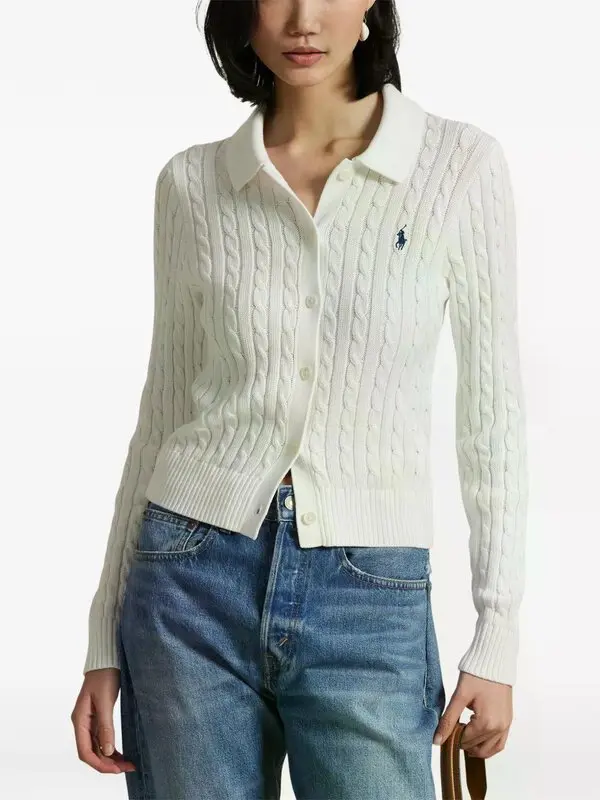 Polo Ralph Lauren Cable-knit Collared Cardigan - White
