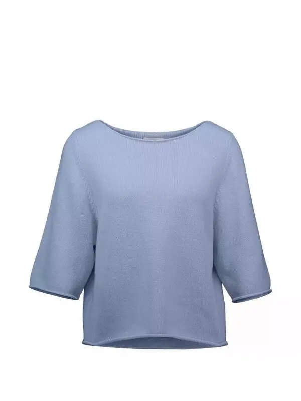 ALLUDE Boatneck Knitted Sweater - Blue