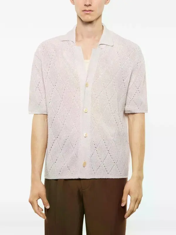 LANEUS Diamond-pattern Knit Cardigan