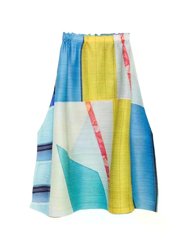 Issey Miyake Collage Pleated Midi Skirt