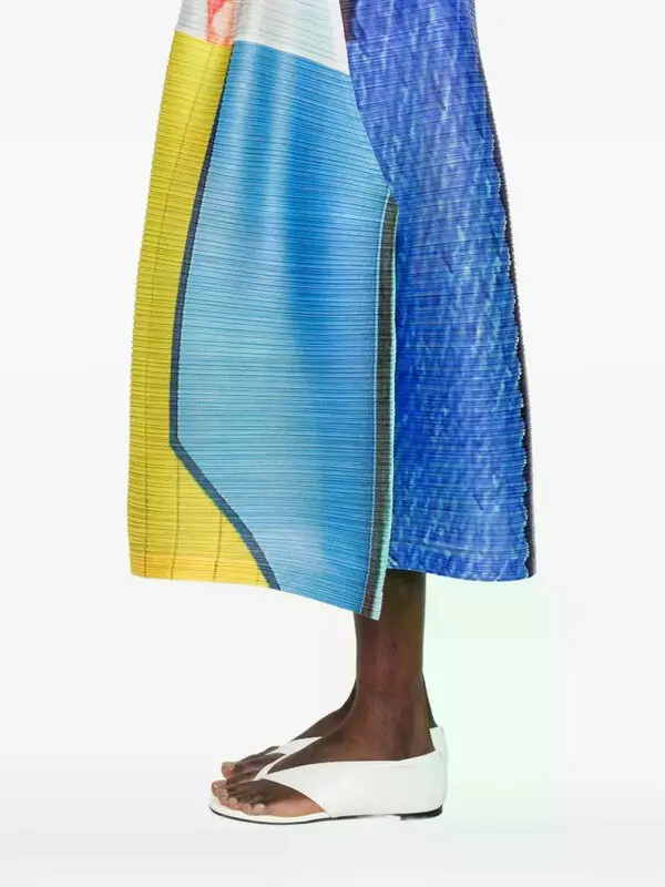 Issey Miyake Collage Pleated Midi Skirt
