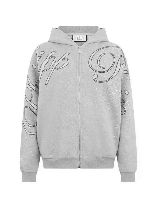 Philipp Plein Chenille Zip Hoodie With Embellishments