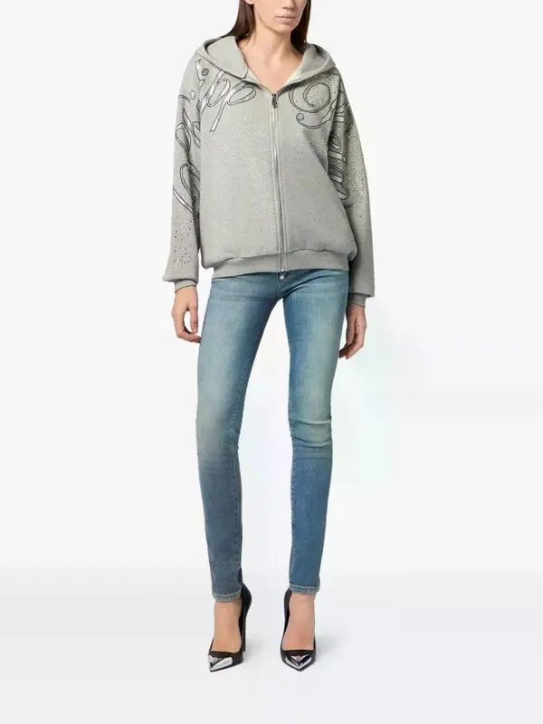 Philipp Plein Chenille Zip Hoodie With Embellishments
