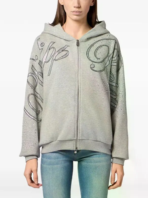 Philipp Plein Chenille Zip Hoodie With Embellishments