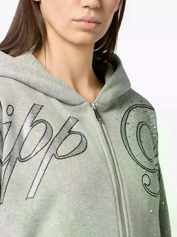 Philipp Plein Chenille Zip Hoodie With Embellishments