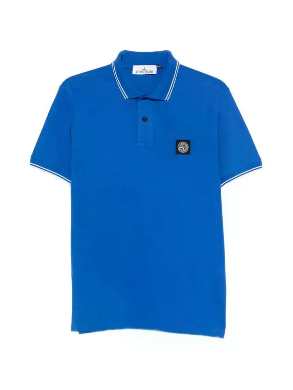 Stone Island 2200010 Organic Cotton Piqué With Stretch Polo - Blue
