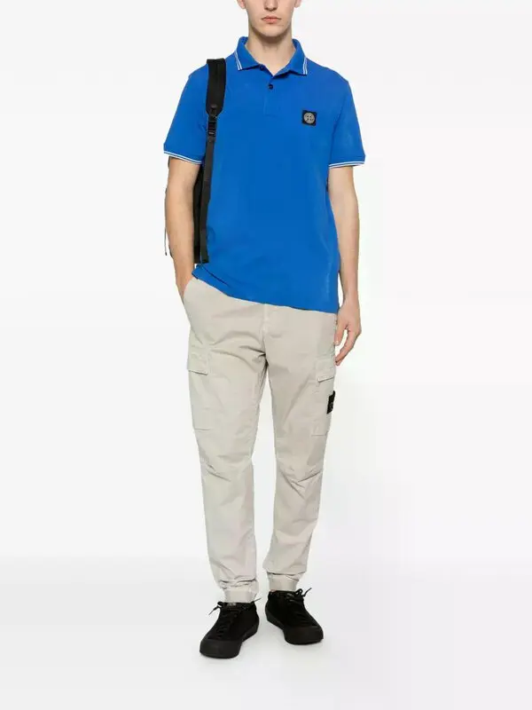 Stone Island 2200010 Organic Cotton Piqué With Stretch Polo - Blue