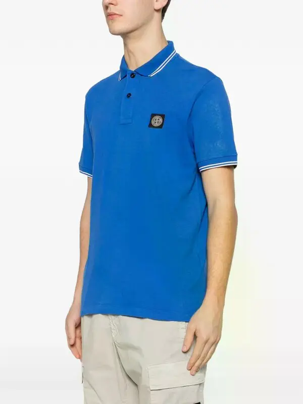 Stone Island 2200010 Organic Cotton Piqué With Stretch Polo - Blue