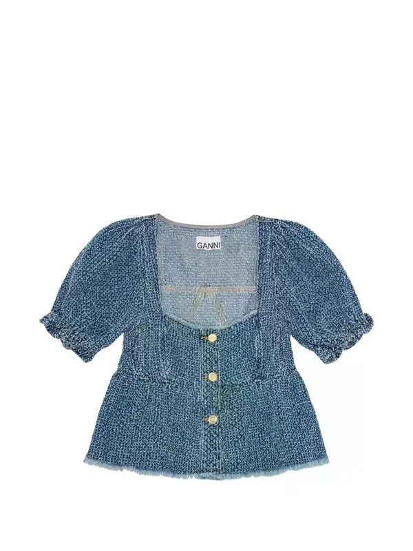 GANNI Textured Denim Top