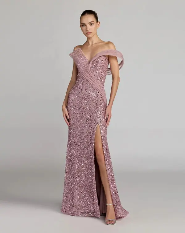 MAC DUGGAL COLLECTION Embellished Strapless Gown With Drape