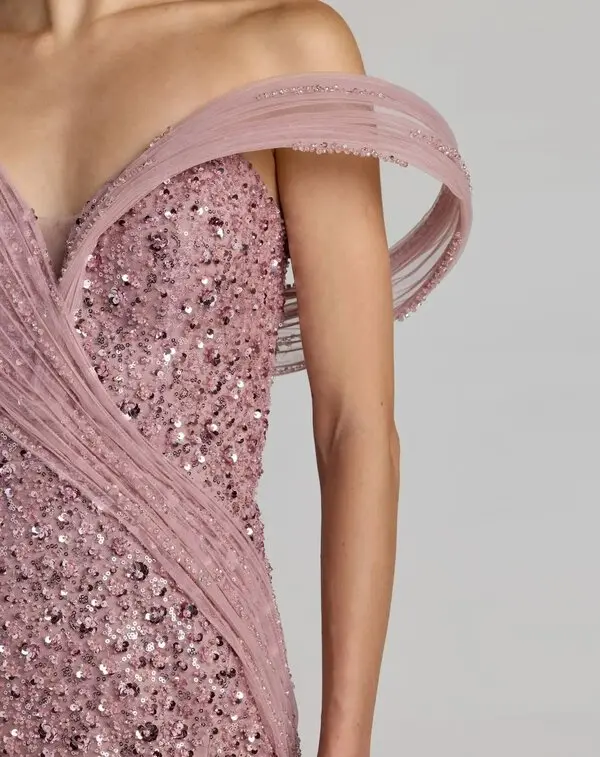 MAC DUGGAL COLLECTION Embellished Strapless Gown With Drape