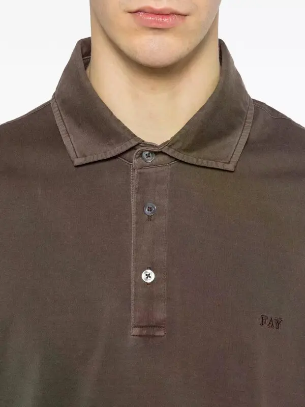 FAY Buttoned Polo Shirt - Brown