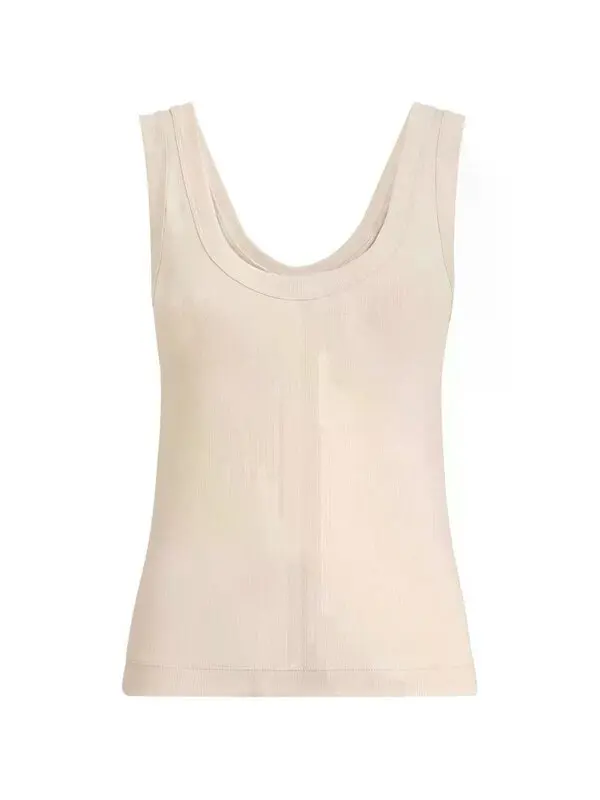 Brunello Cucinelli Ribbed Jersey Tank Top With Monili Detail - Neutrals