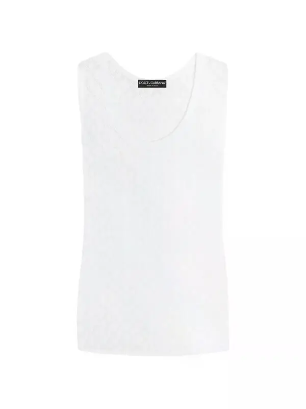 Dolce & Gabbana Diamond-pattern Perforated Cotton Tank Top