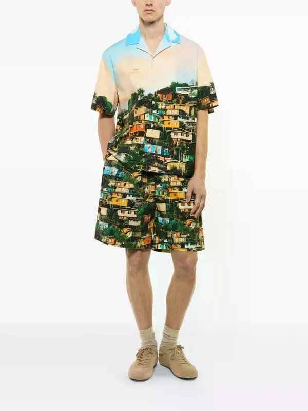 LANEUS Graphic-print Short-sleeve Shirt - Green