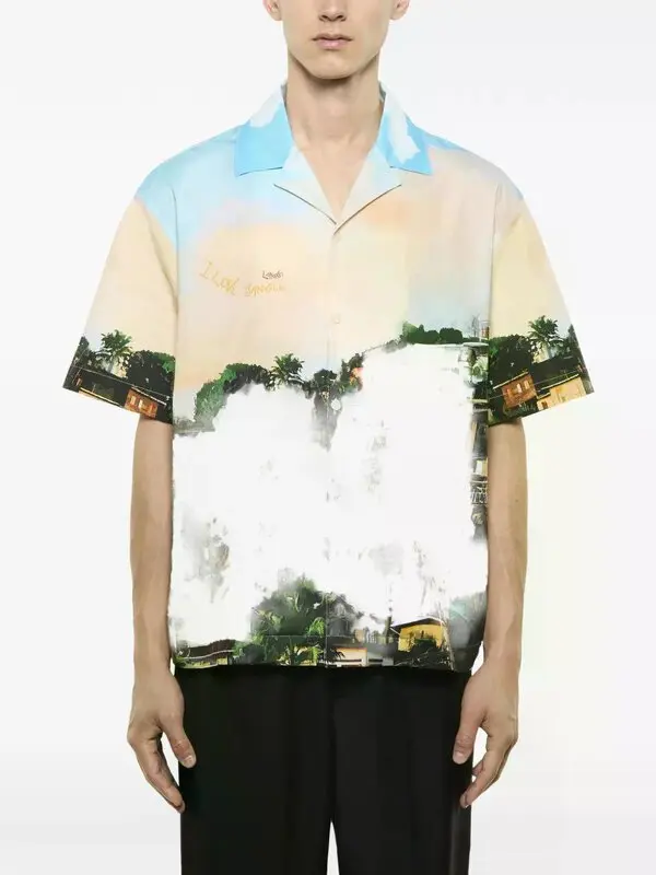 LANEUS Graphic-print Short-sleeve Shirt - Green
