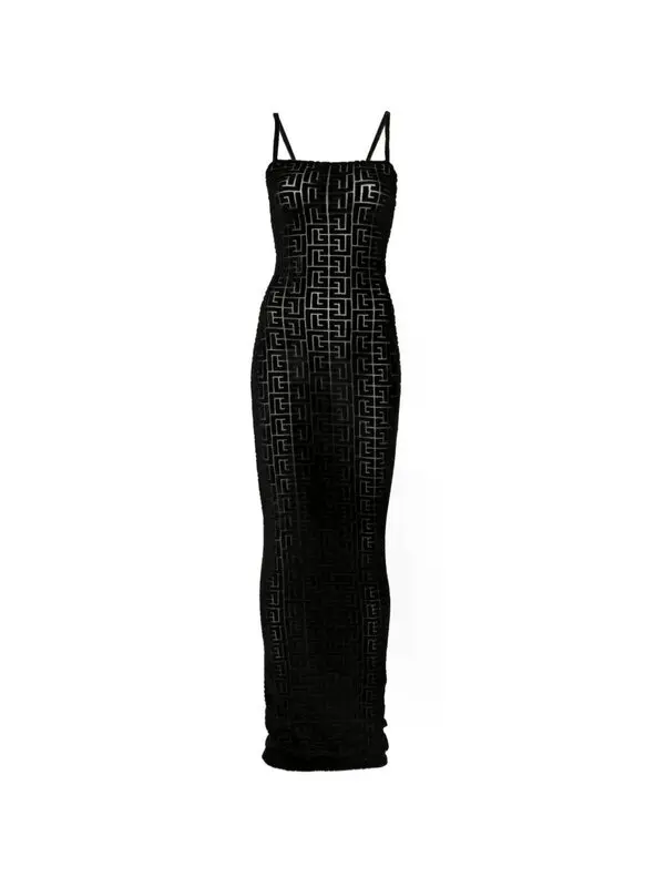 Balmain Monogram-pattern Maxi Dress