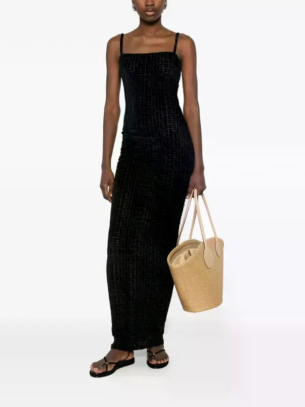 Balmain Monogram-pattern Maxi Dress