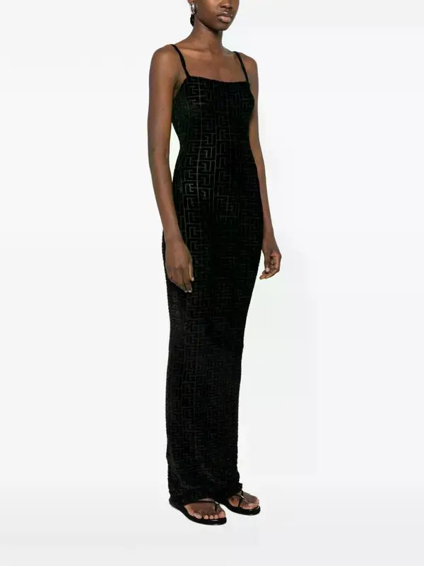 Balmain Monogram-pattern Maxi Dress