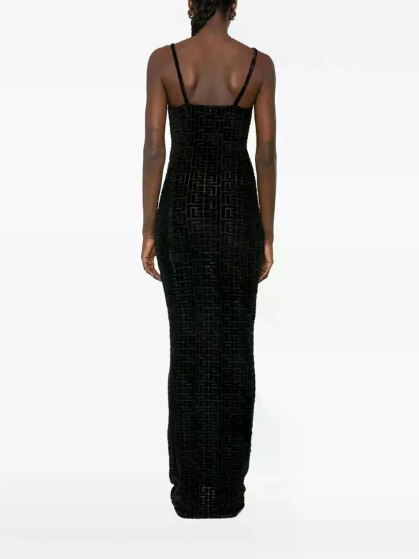 Balmain Monogram-pattern Maxi Dress