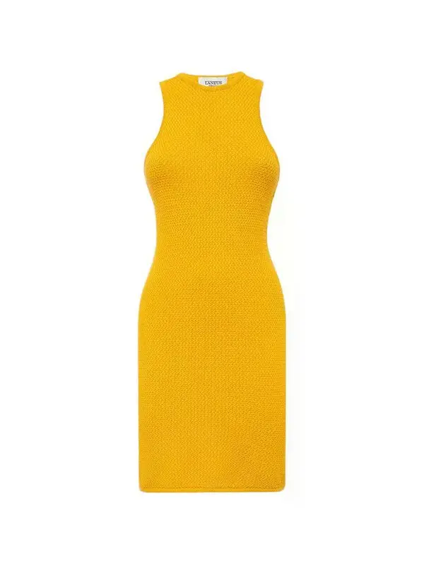 LANEUS Sleeveless Knitted Dress - Yellow