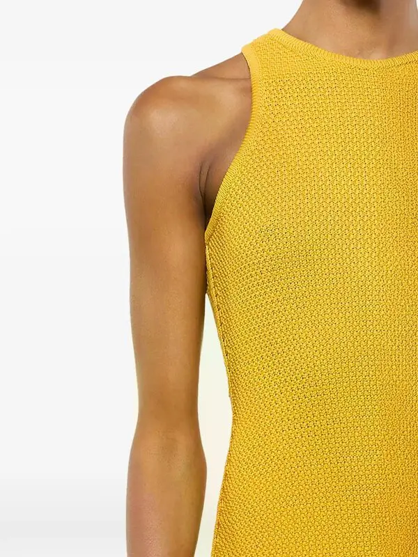 LANEUS Sleeveless Knitted Dress - Yellow