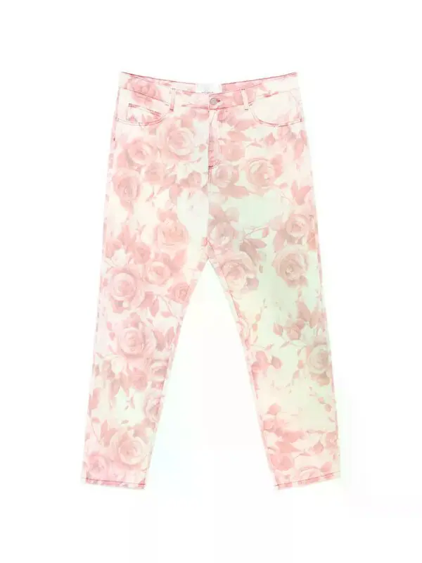 BLUGIRL Floral-print Five-pocket Jeans