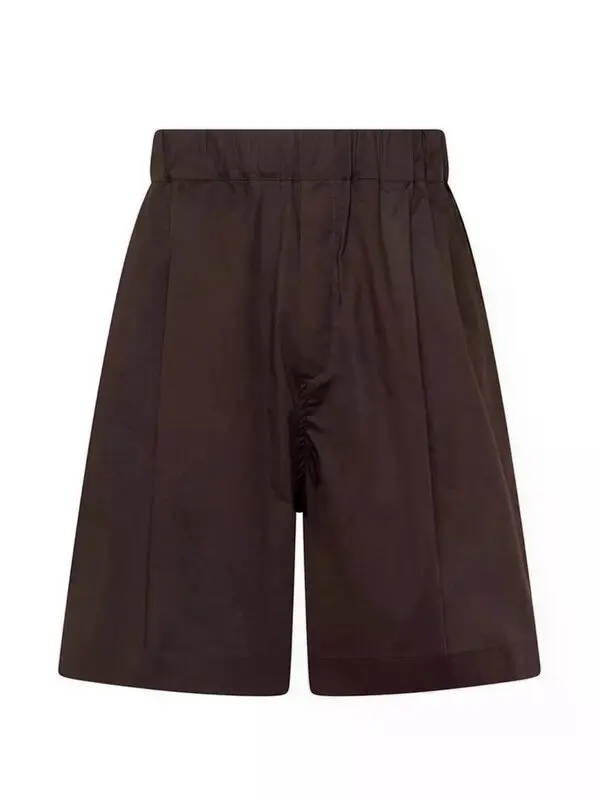 LANEUS Elasticated-waist Patch-pocket Bermuda Shorts - Brown
