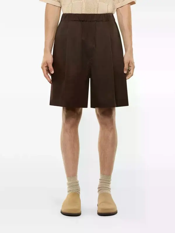 LANEUS Elasticated-waist Patch-pocket Bermuda Shorts - Brown