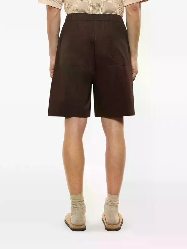 LANEUS Elasticated-waist Patch-pocket Bermuda Shorts - Brown