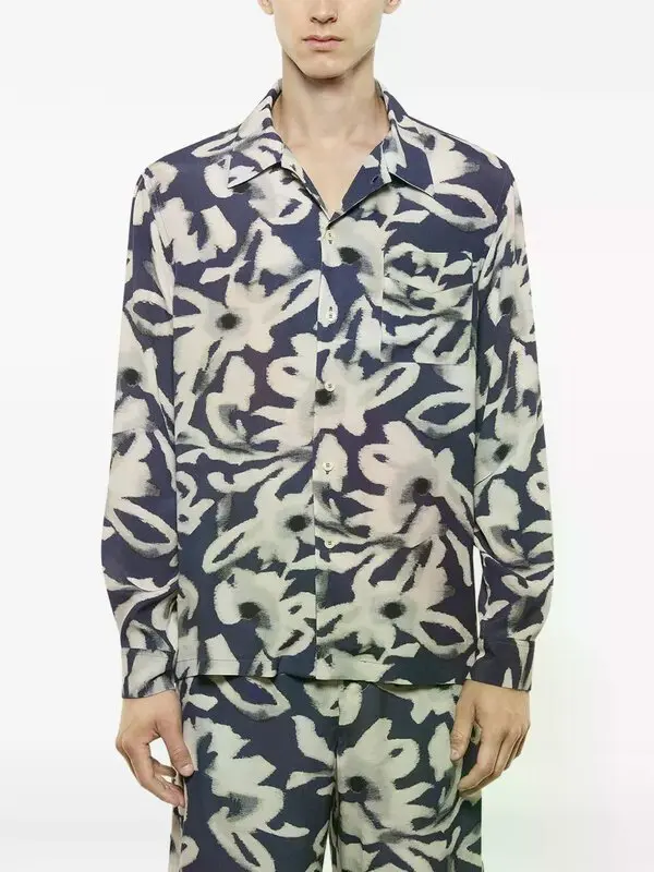 LANEUS Floral-print Shirt