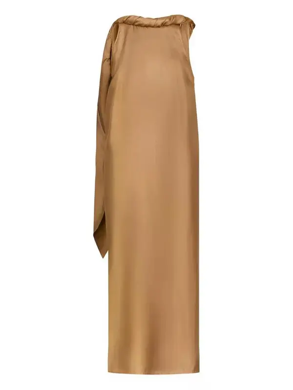 Loulou De Saison Susan Twisted-collar Midi Dress - Brown