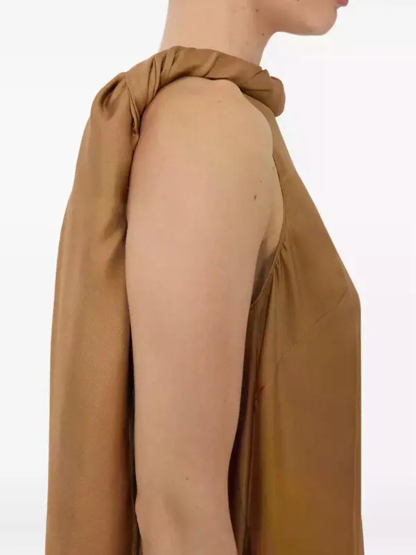 Loulou De Saison Susan Twisted-collar Midi Dress - Brown