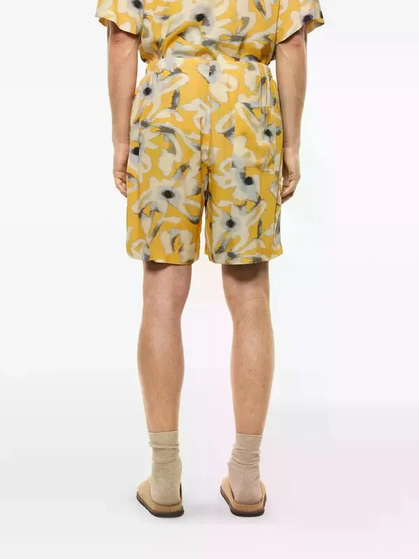 LANEUS Floral-print Shorts - Yellow