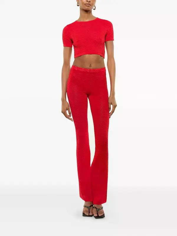 LANEUS Knit Cropped T-shirt - Red