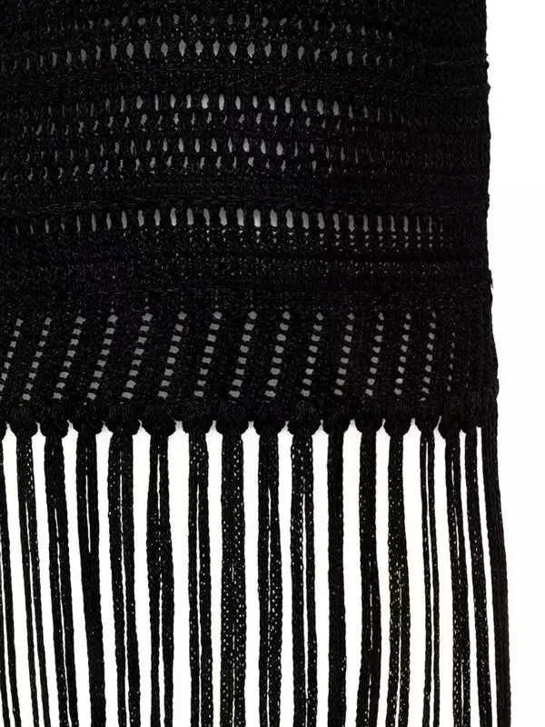LANEUS Fringed Knitted Top